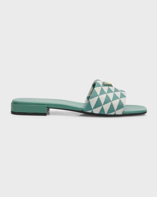 Prada Triangle Jacquard Flat Sandals | Neiman Marcus