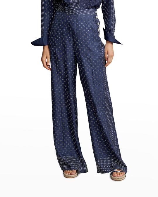 Polo Ralph Lauren Polka Dot Wide Leg Pants Neiman Marcus 6351