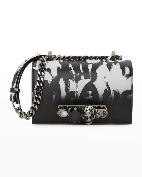 McQueen Mini Jewel Skull Graffiti Logo Satchel Bag | Neiman Marcus