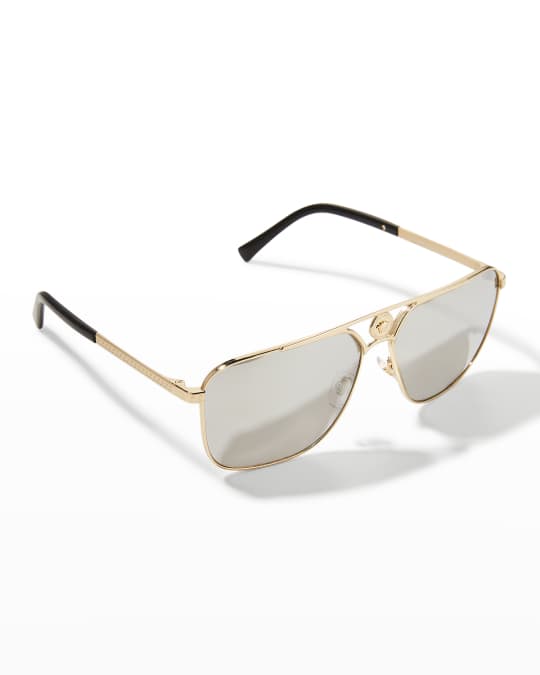 Versace Men's Medusa Head Metal Rectangle Sunglasses | Neiman Marcus