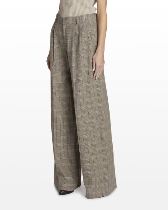 Isabel Marant Jessini Check Pleated Wide-Leg Trousers | Neiman Marcus