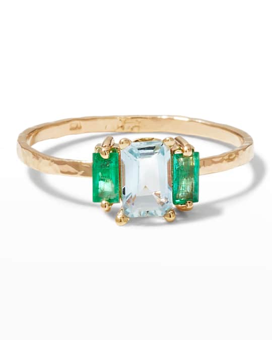 POPPY FINCH Aquamarine and Emerald Ring | Neiman Marcus
