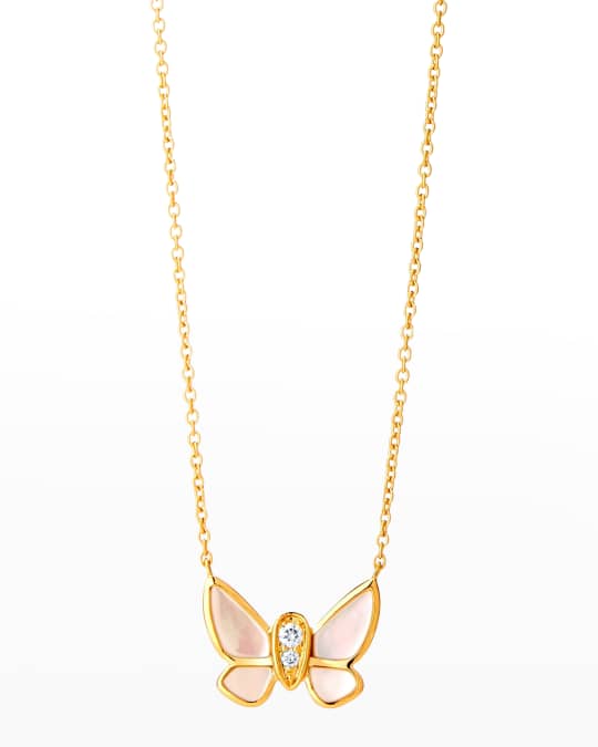 Syna Mother-of-Pearl and Champagne Diamond Butterfly Necklace | Neiman ...