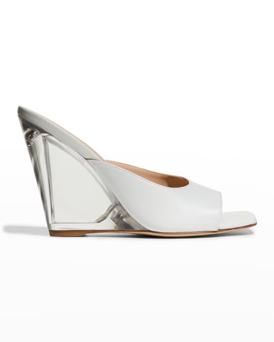 Stuart Weitzman Tia Transparent Wedge Slide Sandals | Neiman Marcus