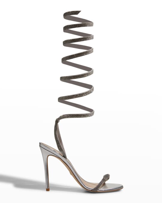 Stuart Weitzman Lilith Crystal Spiral-Wrap Stiletto Sandals | Neiman Marcus