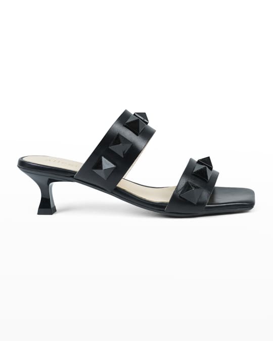 Allegra James Lena Leather Stud Mule Sandals | Neiman Marcus