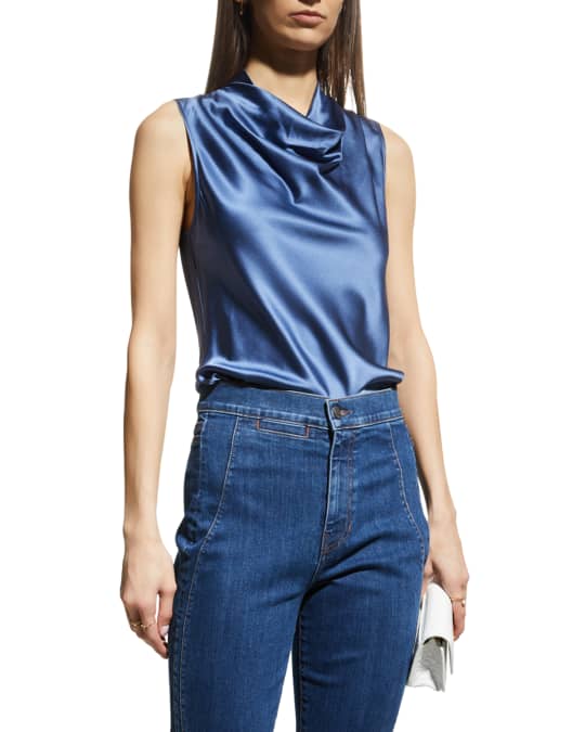 Veronica Beard Tam Silk Sleeveless Cowl Neck Top | Neiman Marcus