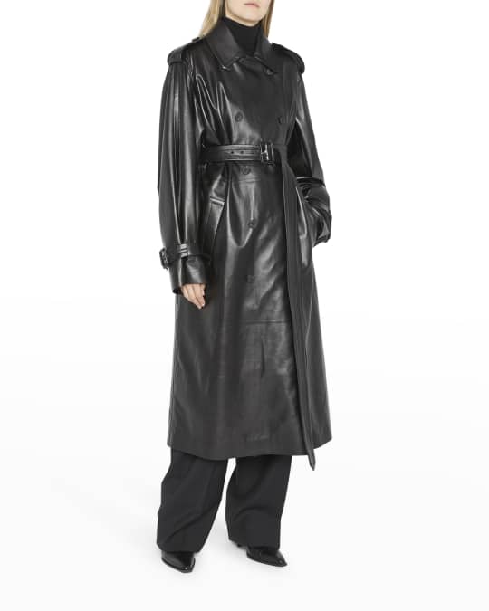 THE ROW Benzy Leather Trench Coat | Neiman Marcus
