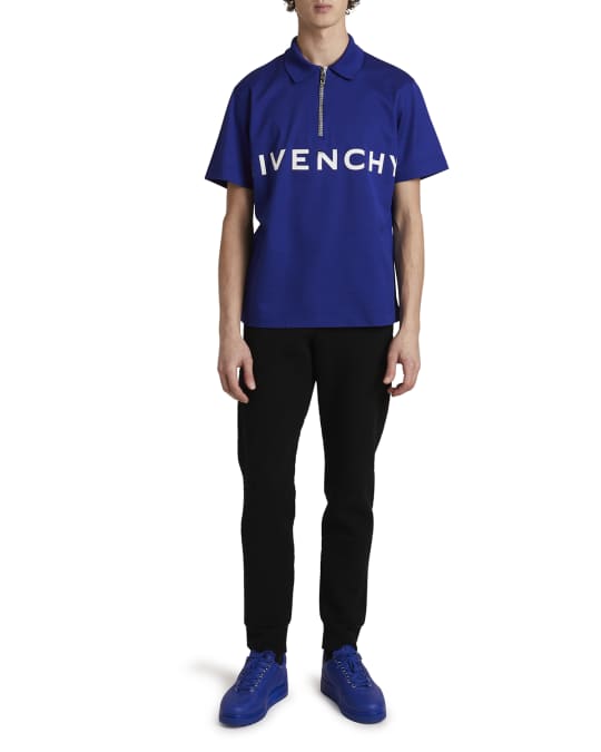 Givenchy Men's Peace Logo Zip Polo Shirt | Neiman Marcus