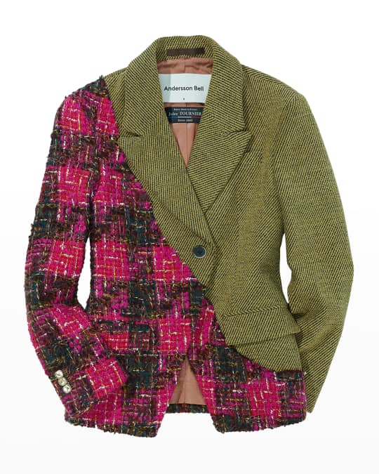 Andersson Bell Blair Tweed and Wool Patchwork Blazer | Neiman Marcus