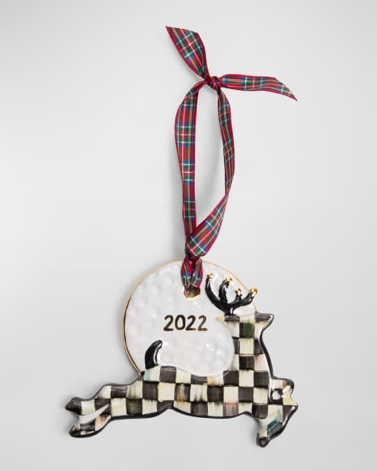 MacKenzie-Childs 2022 Courtly Check Stag Christmas Ornament | Neiman Marcus