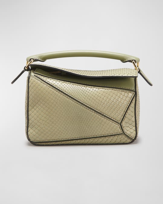 Loewe Puzzle Mini Snakeskin Satchel Bag | Neiman Marcus