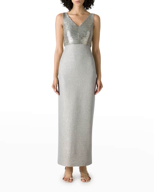St. John Sequin Metallic Knit Column Gown | Neiman Marcus