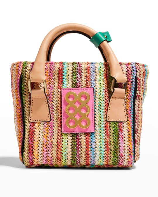 Kooreloo Mini Multicolor Striped Raffia Top-Handle Bag | Neiman Marcus