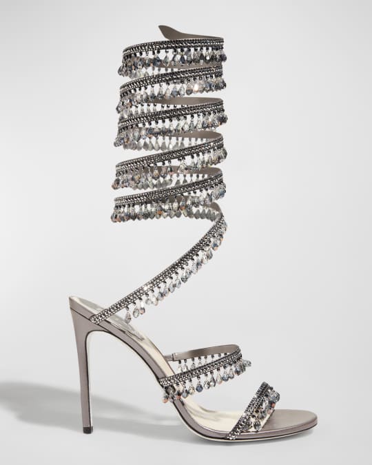 Rene Caovilla Chandelier Beaded Snake-Wrap Sandals | Neiman Marcus