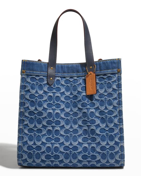 Coach Field Monogram Washed Denim Tote Bag | Neiman Marcus