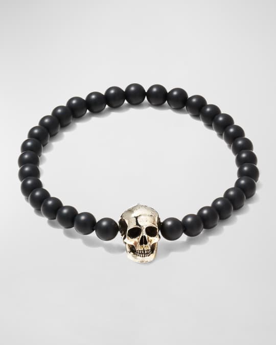 McQueen Men's Skull Head Beaded Bracelet | Neiman Marcus
