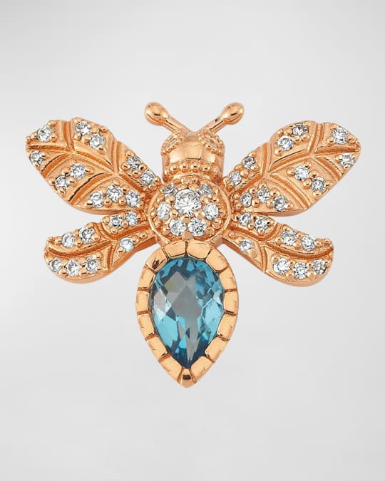BeeGoddess Diamond and Blue Topaz Bee Earring, Single | Neiman Marcus