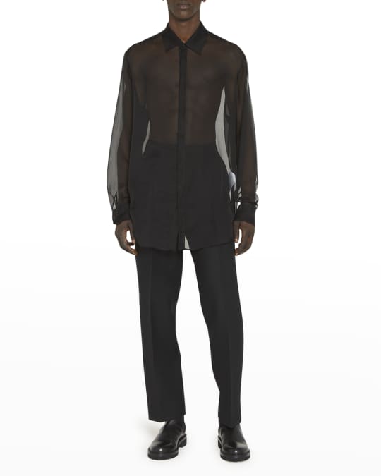 Valentino Garavani Men's Sheer Chiffon Dress Shirt | Neiman Marcus