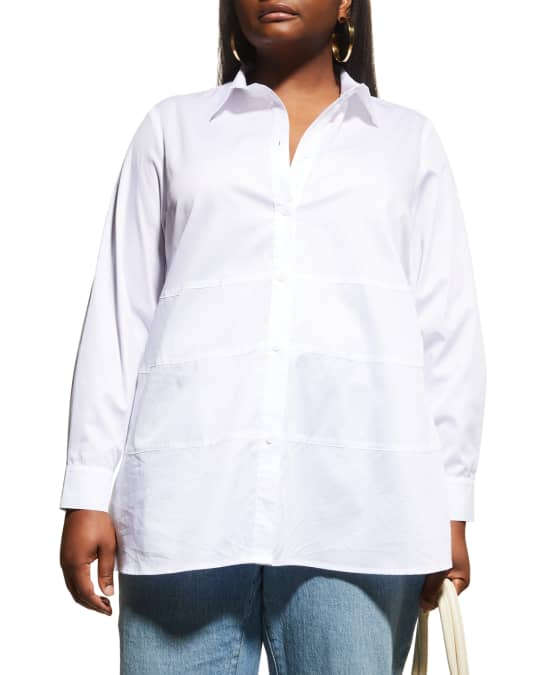 Harshman Plus Size Freya Button Down Cotton Shirt Neiman Marcus