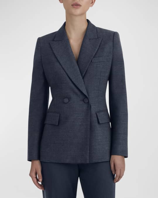 Judith & Charles Celice Double-Breasted Peak-Lapel Jacket | Neiman Marcus