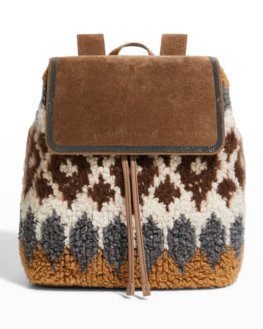 Brunello Cucinelli Monili Pattern Cashmere Backpack | Neiman Marcus