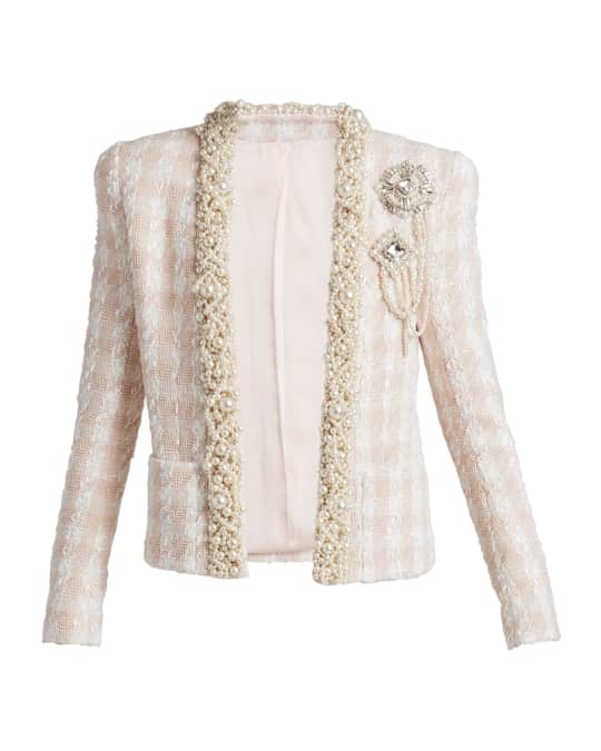 Balmain Spencer Embroidered Metallic Tweed Jacket | Neiman Marcus