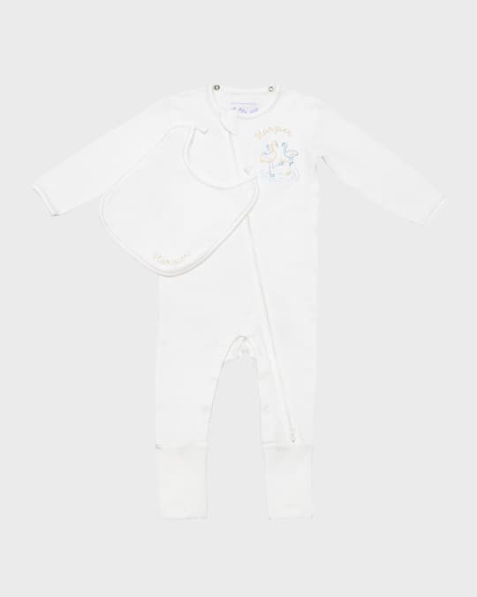 PiP PEA POP Baby's Personalized Footed Bodysuit w/ Attachable Bib, Size ...