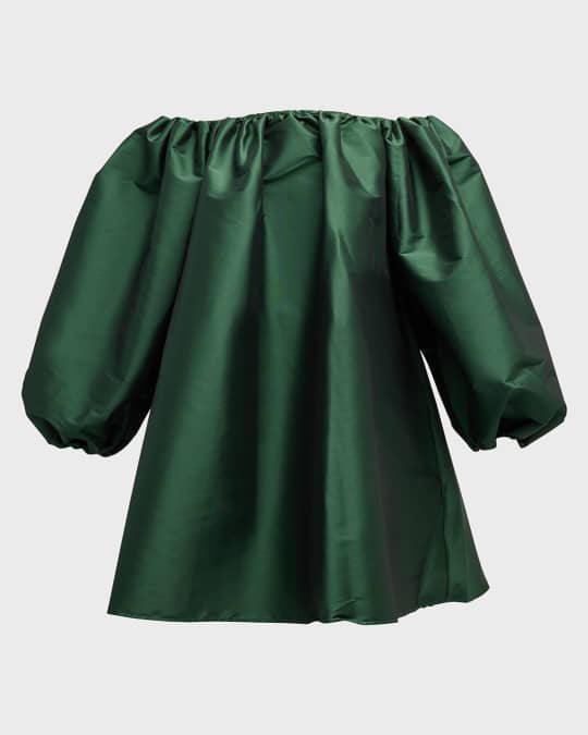 BERNADETTE Bobby Puff Sleeve Short Dress | Neiman Marcus