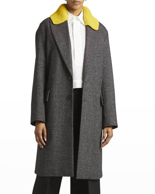Plan C Detachable Knit-Collar Long Coat | Neiman Marcus
