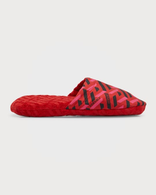 Versace Greca-Print Slippers | Neiman Marcus