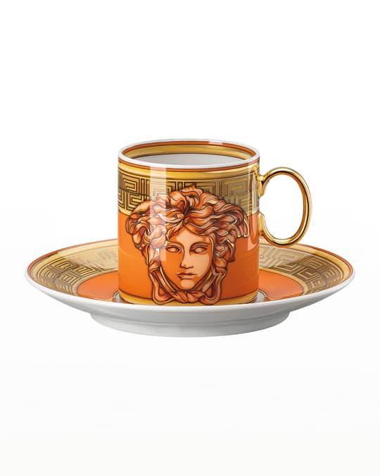 Versace Medusa Amplified Orange Coin AD Cup and Saucer | Neiman Marcus