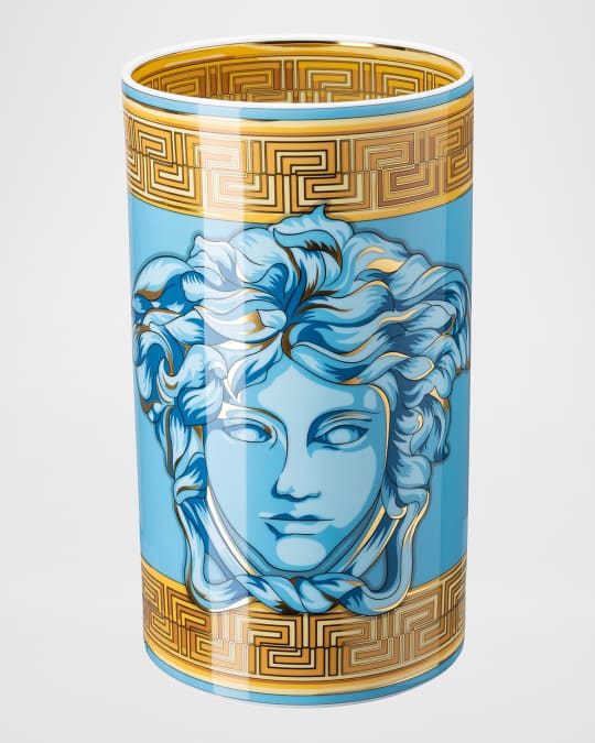 Versace Medusa Amplified Blue Coin Vase - 11.75" | Neiman Marcus