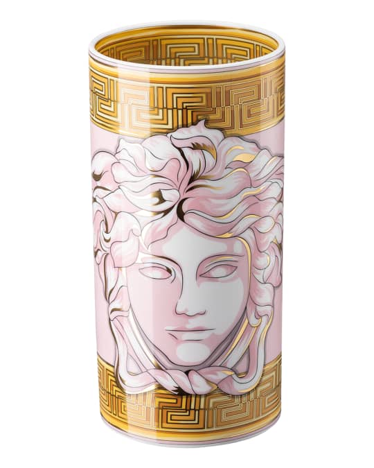 Versace Medusa Amplified Pink Coin Vase - 9.5" | Neiman Marcus