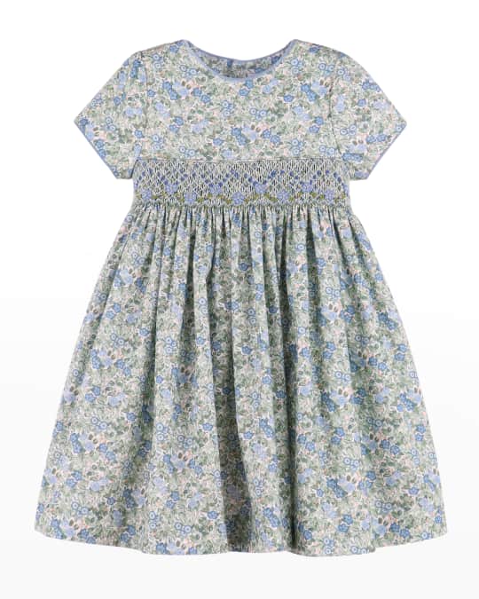 Luli & Me Girl's Forest Green Embroidered Smock Dress, Size 4-6X ...