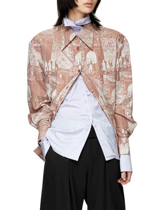 LOW CLASSIC Printed Button-Front Shirt | Neiman Marcus
