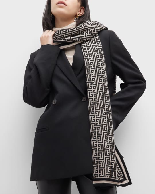Balmain Monogram Wool Scarf | Neiman Marcus