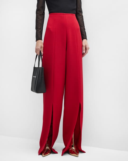 Rodarte Split-Hem Wide-Leg Wool Pants | Neiman Marcus