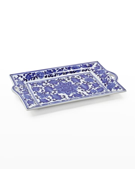 8 Oak Lane Blue Floral Vanity Tray | Neiman Marcus