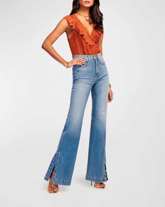Ramy Brook Tyra High-Rise Split-Hem Flare Jeans | Neiman Marcus