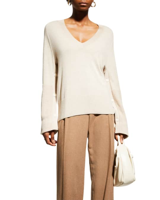 Brochu Walker Larson V-Neck Sweater w/ Buttons | Neiman Marcus