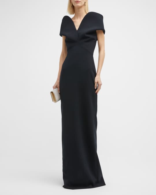 Brandon Maxwell Structured Off-The-Shoulder Column Gown | Neiman Marcus