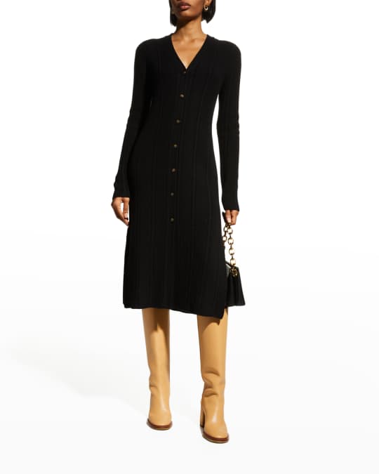 Loulou De Saison Button-Front Side-Slits Cashmere Midi Dress | Neiman ...