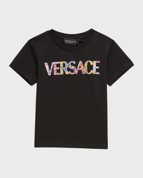 Versace Girl's Kaleidoscope-Print Logo T-Shirt, Size 4-6 | Neiman Marcus