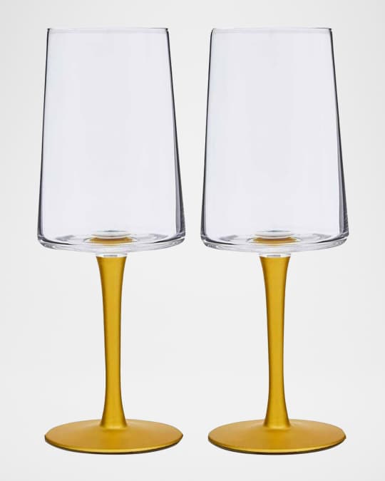 Spode Creatures of Curiosity Golden Stemmed Wine Glasses, Set of 2 ...
