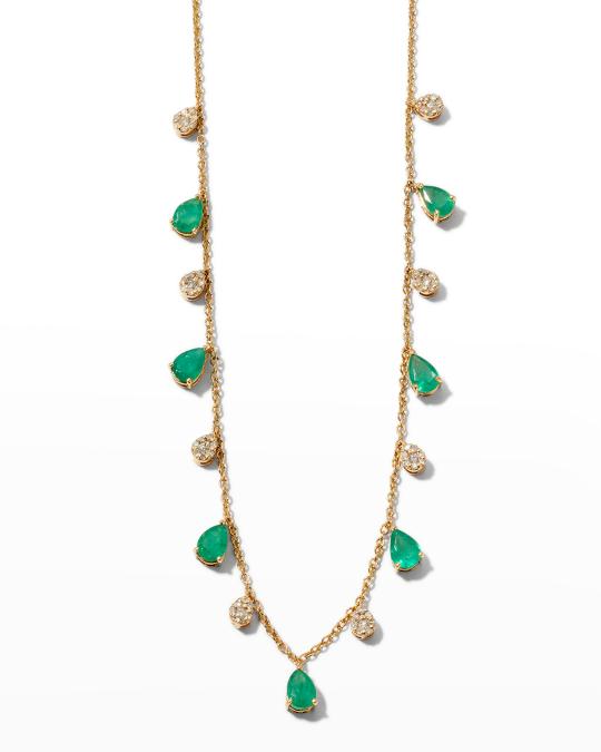 Siena Jewelry Pear Emerald and Diamond Shaker Necklace | Neiman Marcus