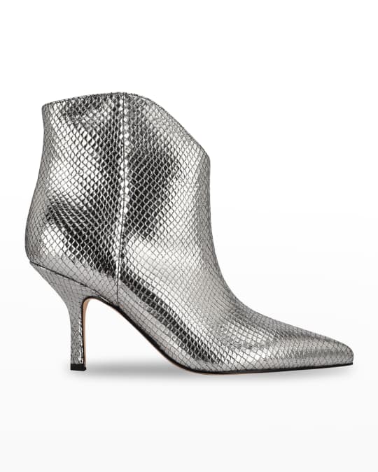 Marc Fisher LTD Haylian Metallic Stiletto Booties | Neiman Marcus
