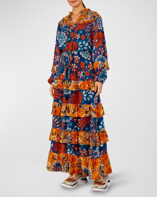 Farm Rio Mixed Pineapple Flowers Maxi Dress | Neiman Marcus