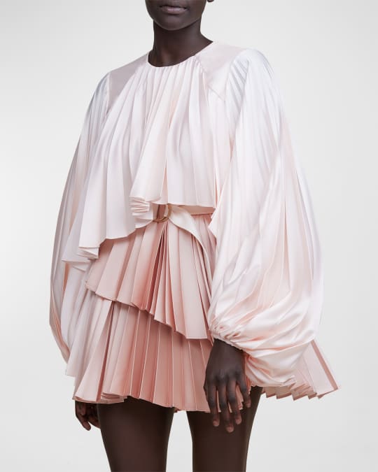 Acler Bernard Pleated Tiered Mini Dress | Neiman Marcus