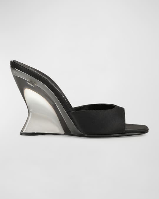 Sergio Rossi Silk Clear-Wedge Mule Sandals | Neiman Marcus